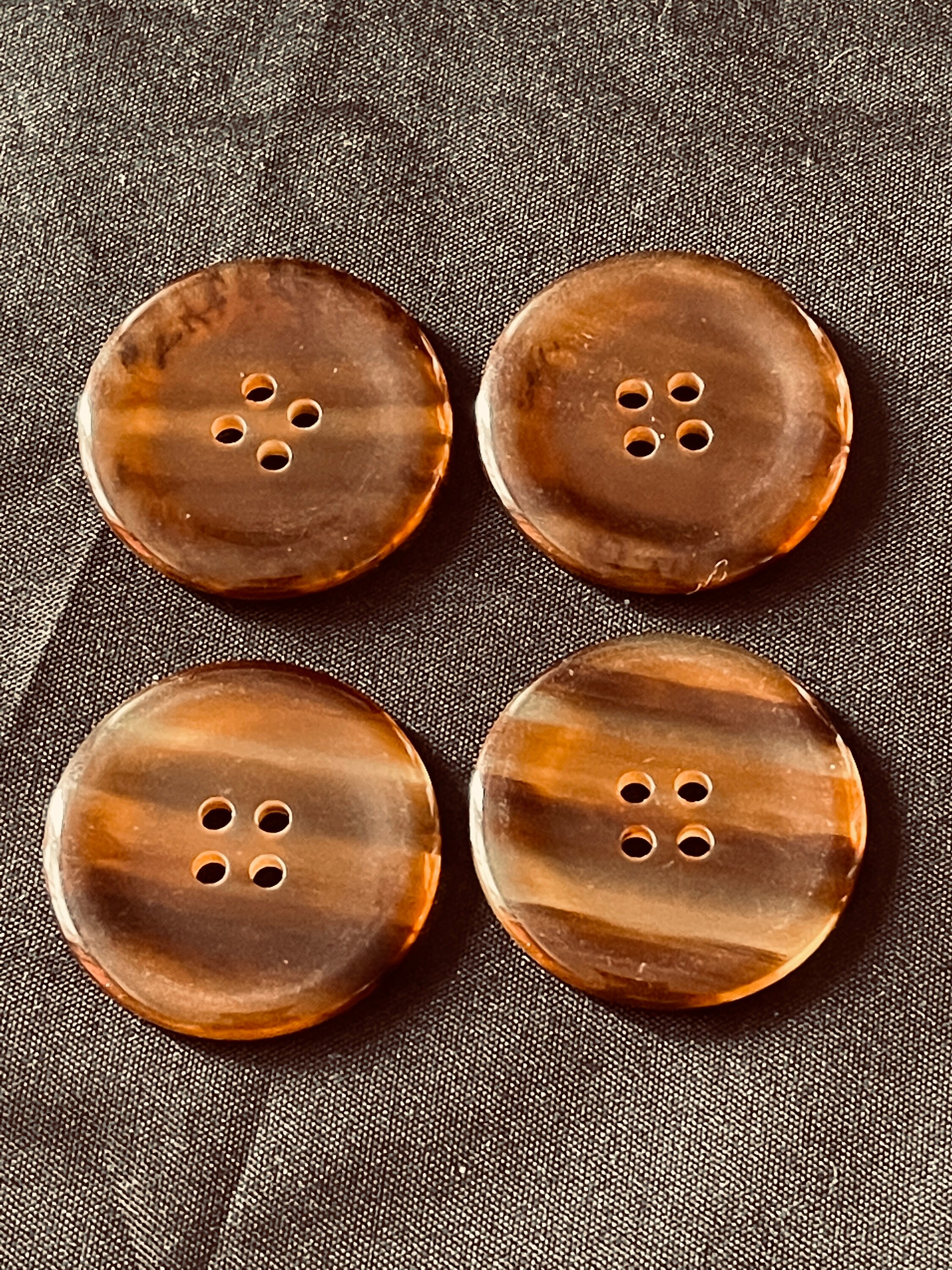 4 Retro Large Brown Buttons - Etsy