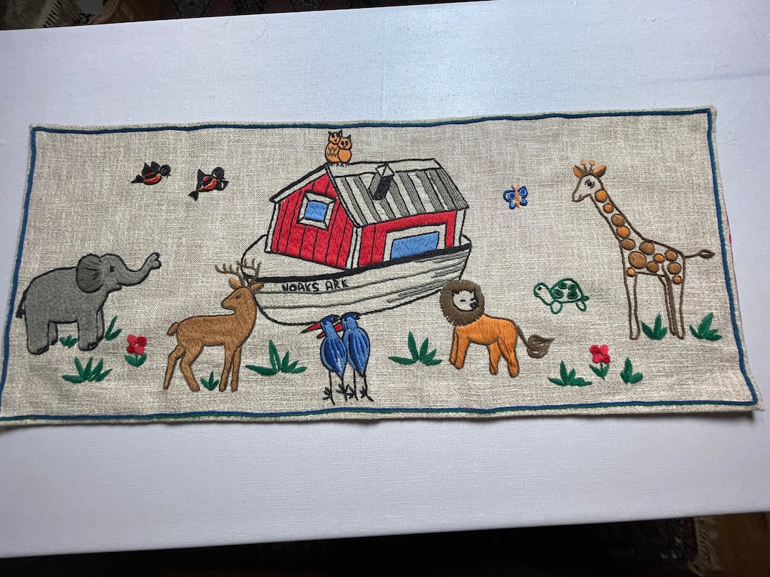 Nice Swedish Hand-embroidered Wall Hanging Motif is a Noah's Ark - Etsy