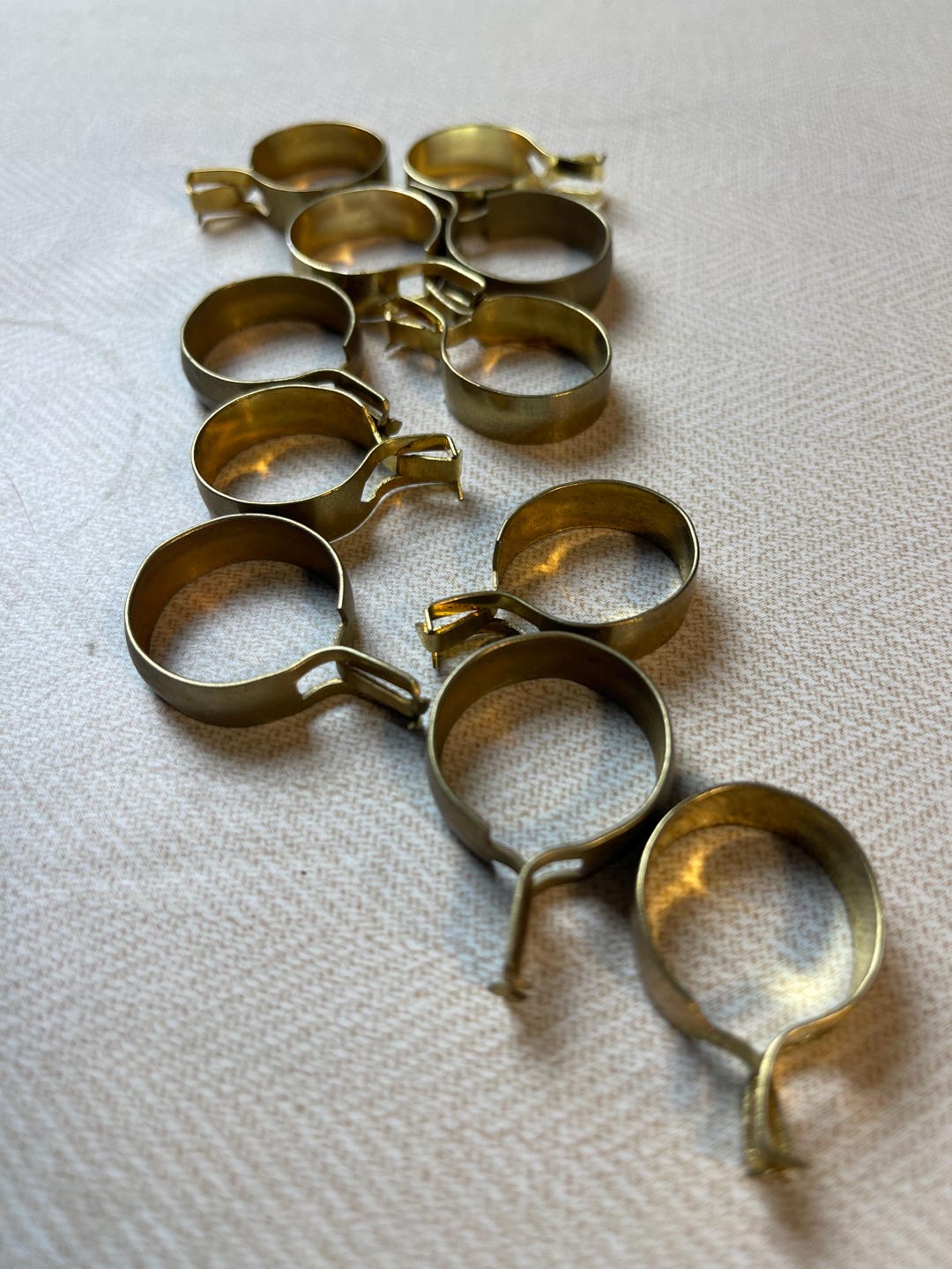 Set of 11 Vintage Curtain Rings and Claw Clips, Vintage Brass Drapery ...