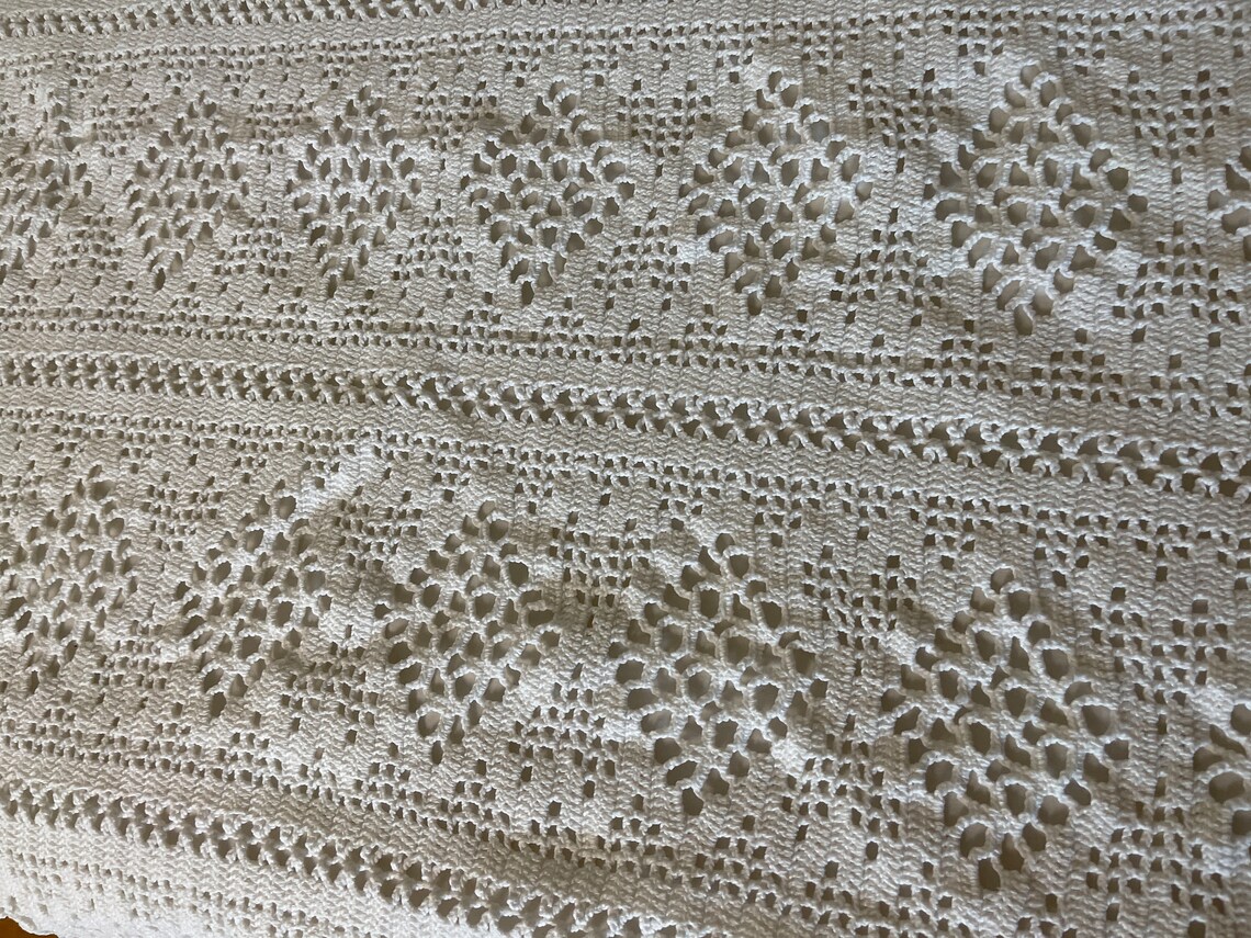Hand Crochet Bedspread Vintage Cotton Crochet Bedspread - Etsy