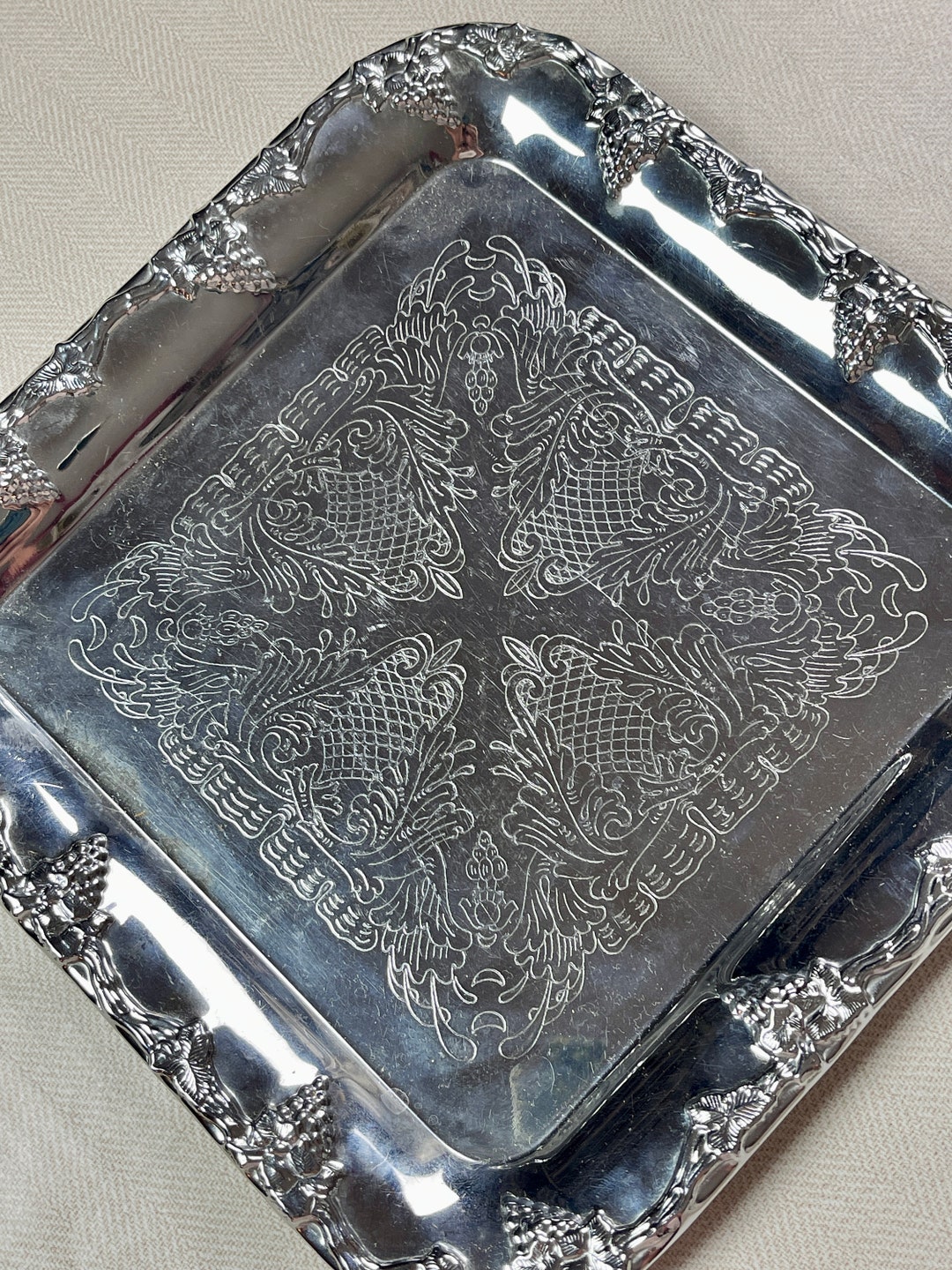 Square Tray in Shiny Metal, Swedish Tray - Etsy