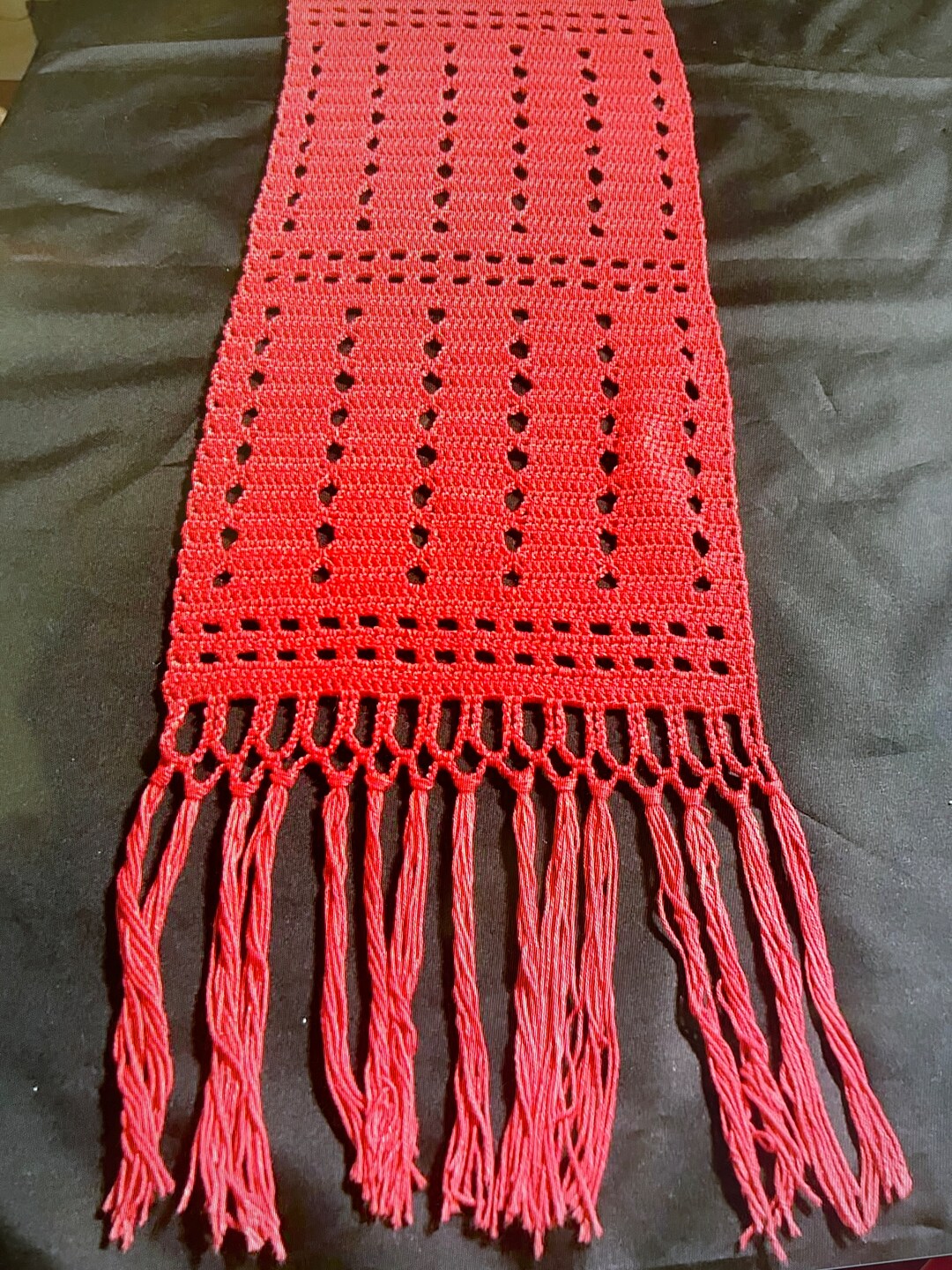Hand Crocheted Red Runner Nice for Christmas - Etsy