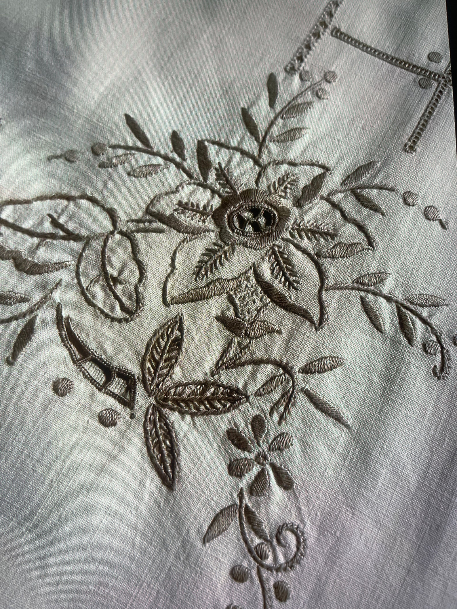 Hand-embroidered Fine Cloth From Sweden White Base and Beige - Etsy