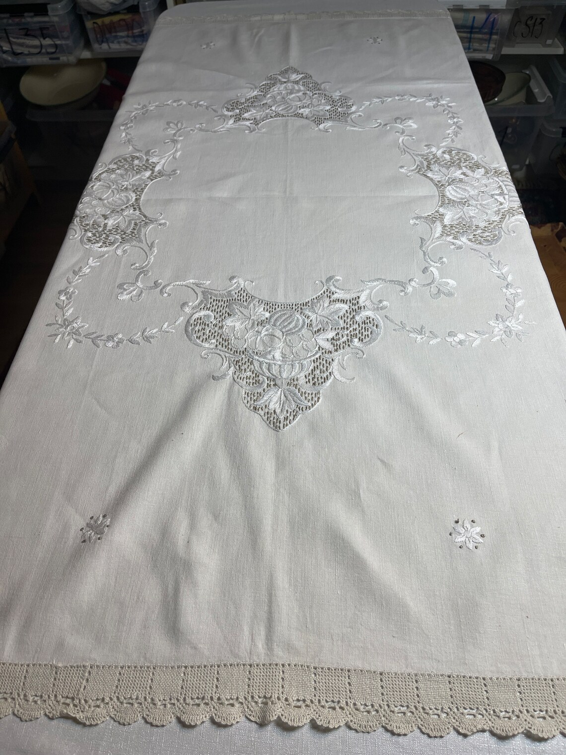 Beautiful Large Hand-embroidered Table Cloth From Sweden - Etsy