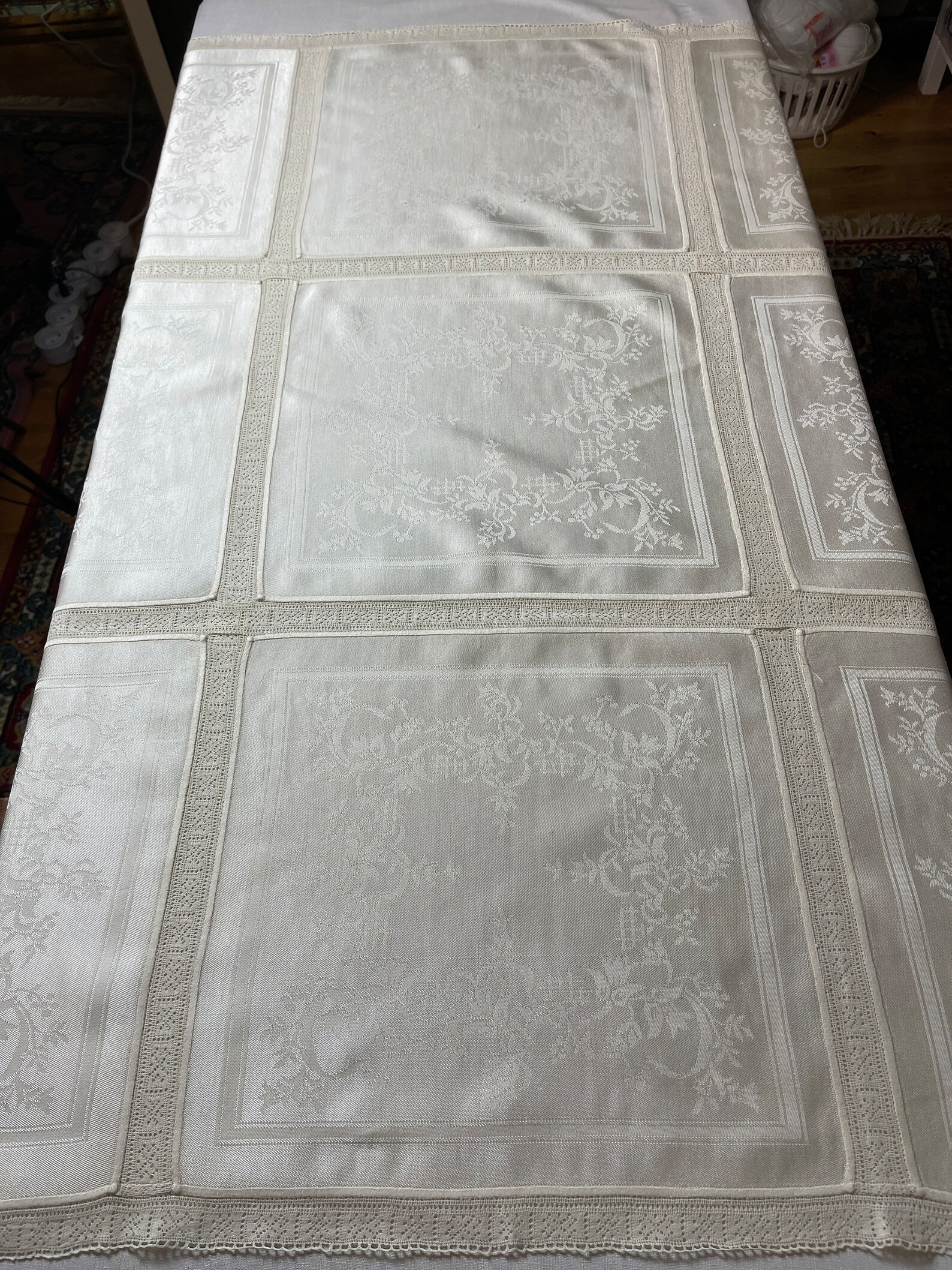A Very Beautiful Swedish Tablecloth With Hand Crocheted Lace - Etsy