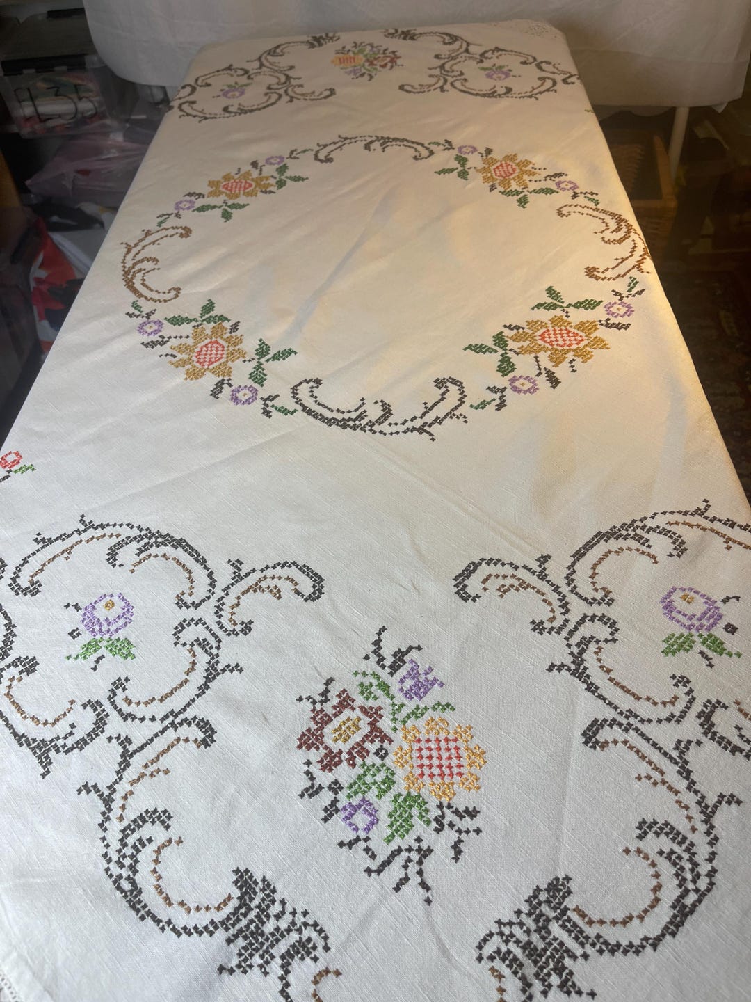 A Very Nice Hand-embroidered Summer Cloth, From Sweden 133* 140cm - Etsy
