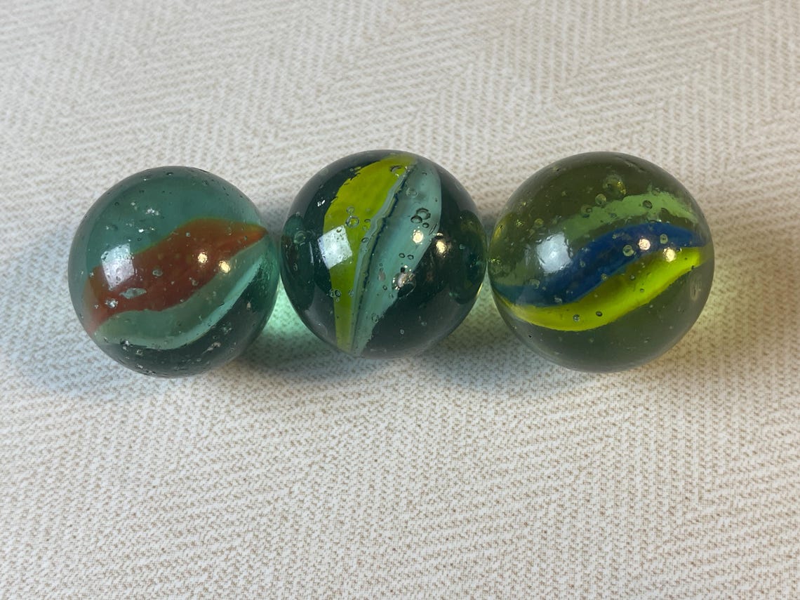 3 Pcs Glass Marbles Large Vintage Big Spprox: 30mm Vintage Home Modern ...