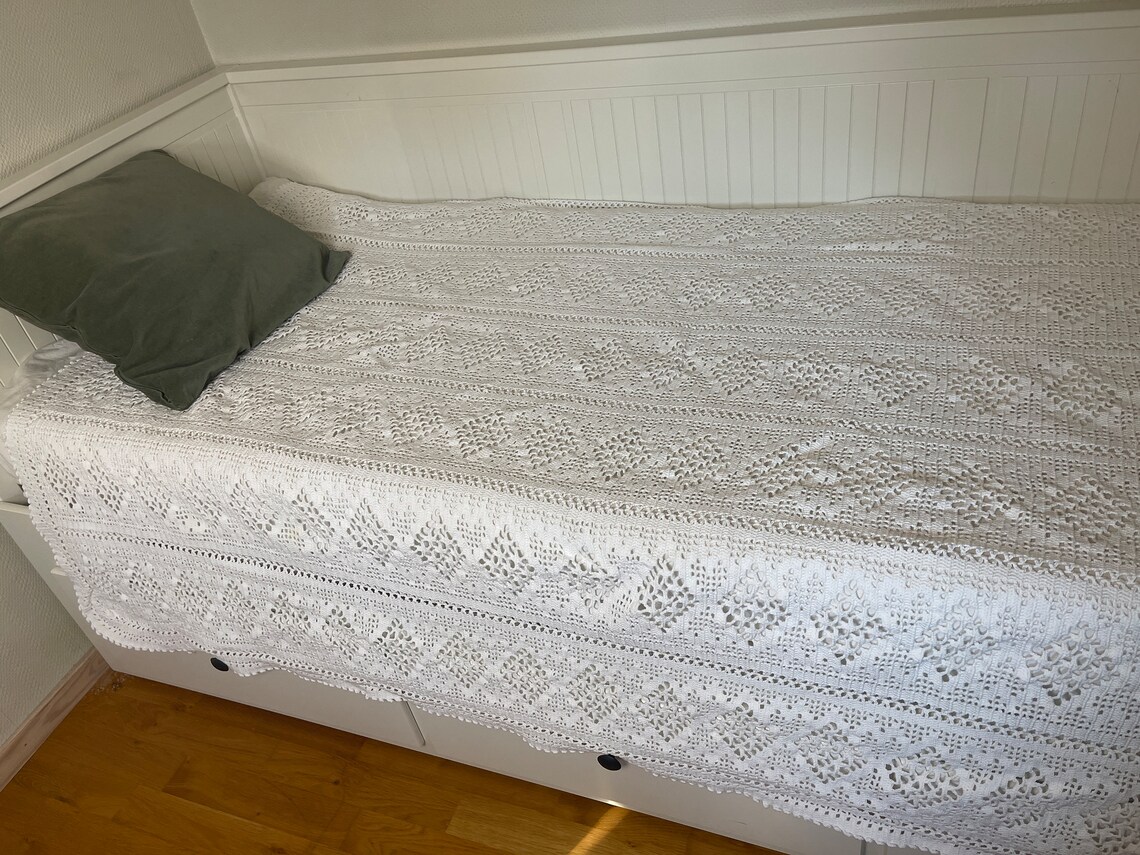 Hand Crochet Bedspread Vintage Cotton Crochet Bedspread - Etsy