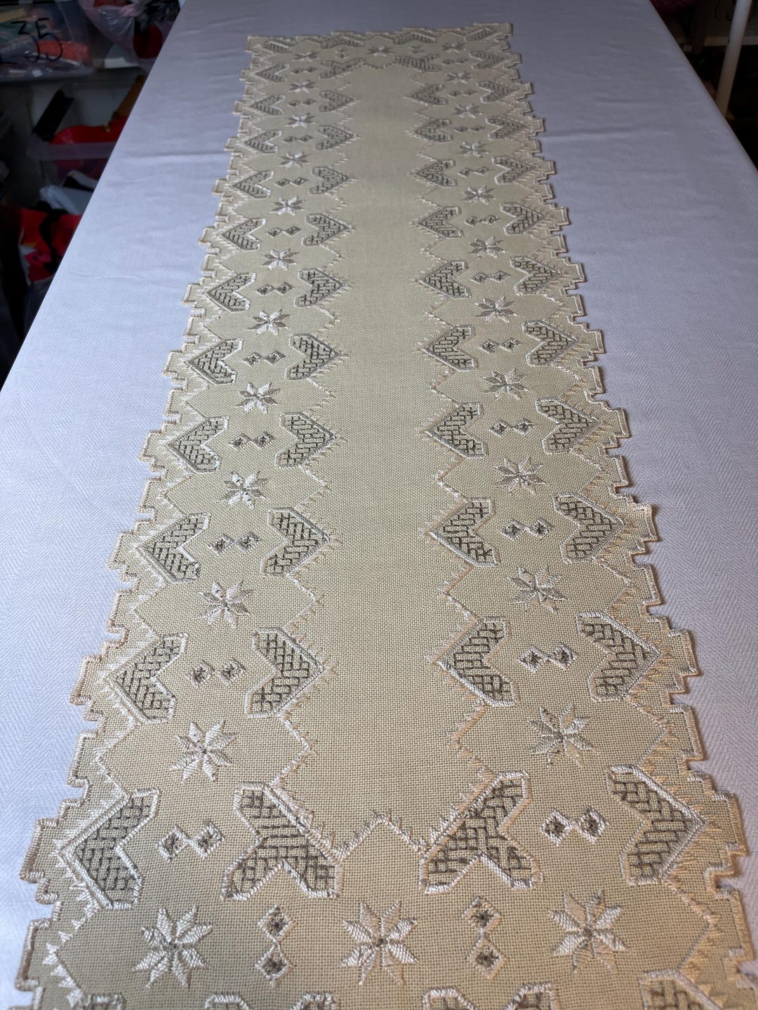 Vintage Hand Embroidered Hardanger Embroidered Table Runner, Hardanger ...