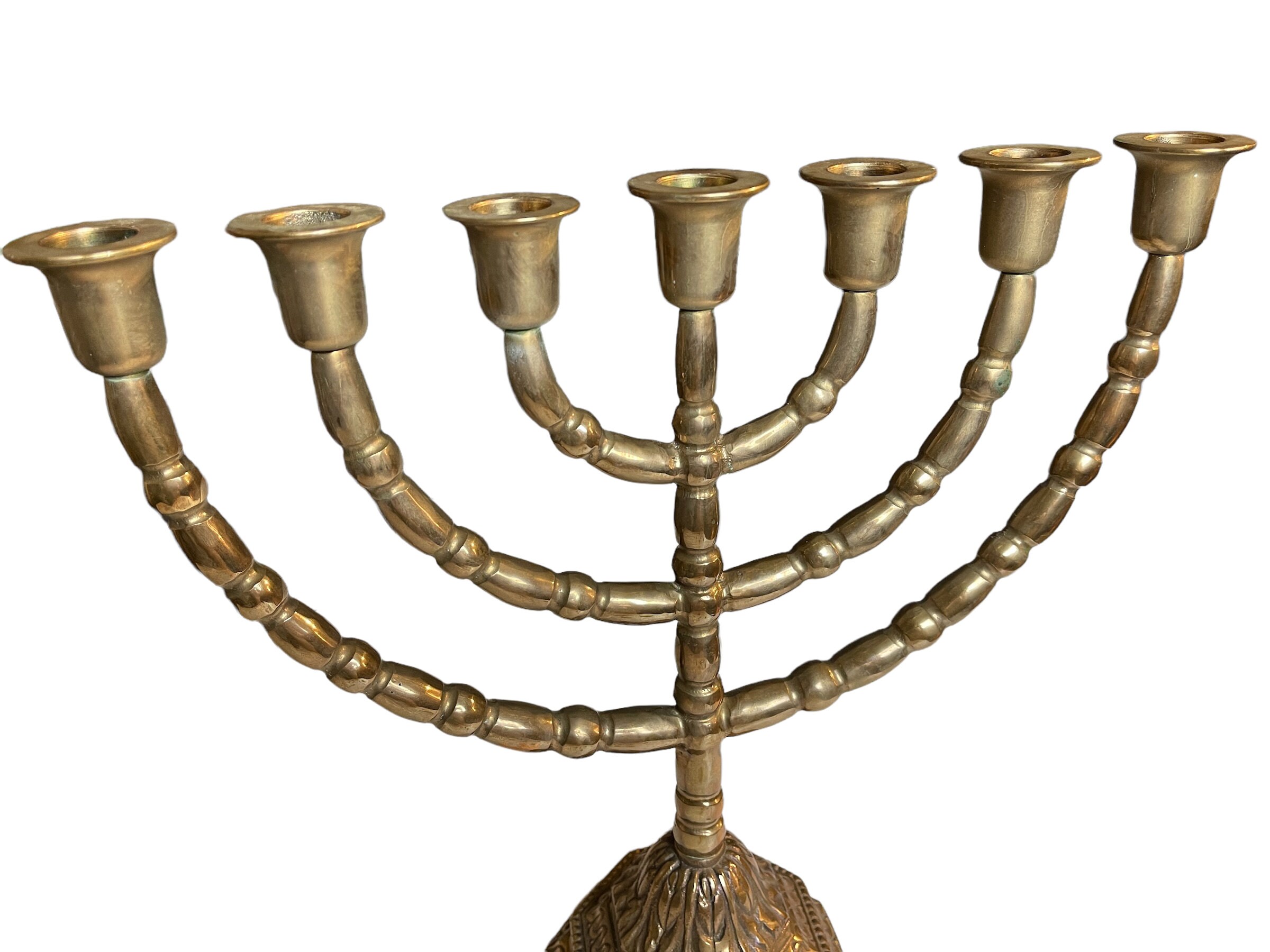 Brass Menorah Jewish Candlestick Seven-branched Candlestick - Etsy