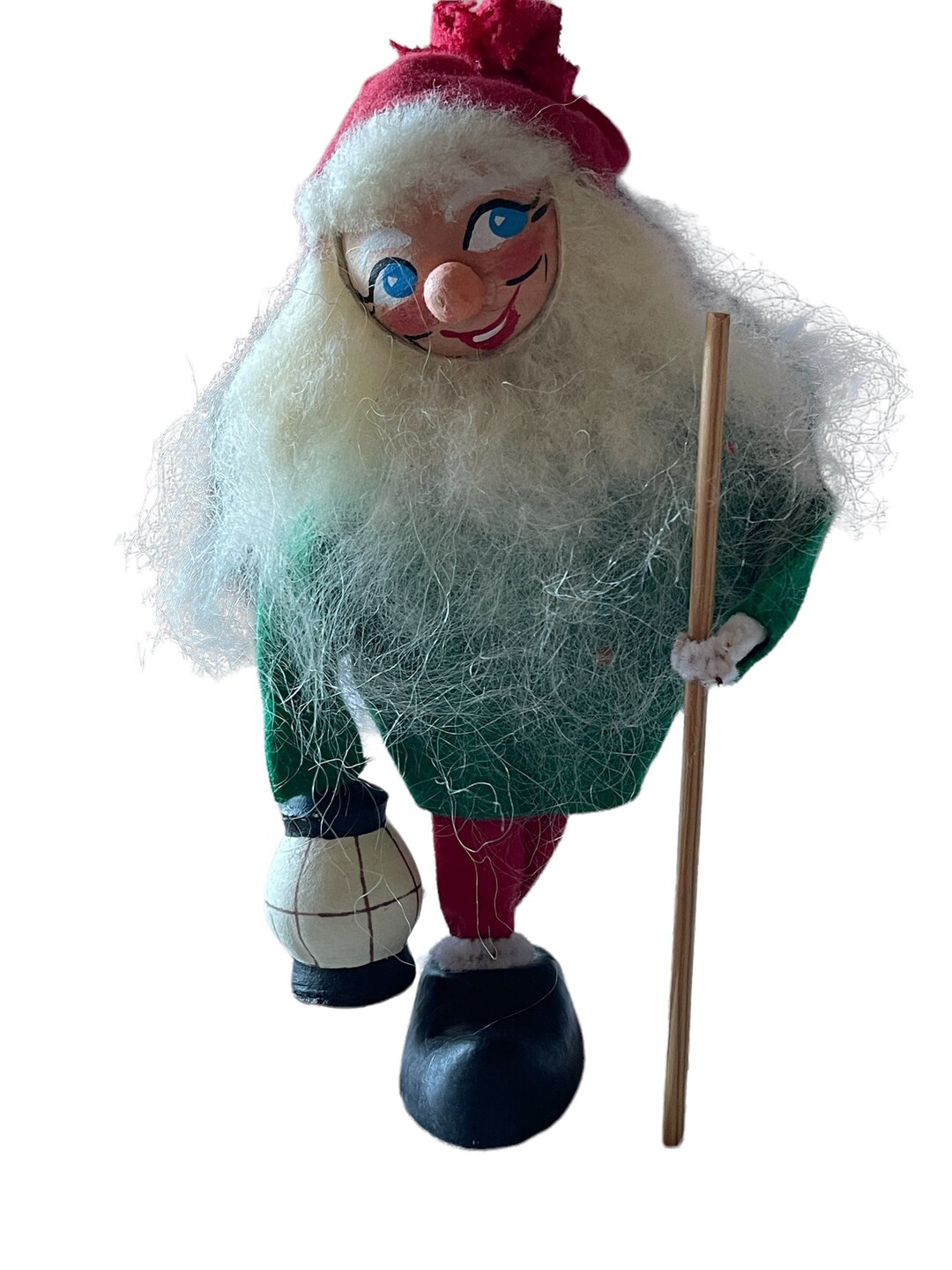 Hand Made Santa From Sweden He Has One Foot and a Stick He Holds a ...
