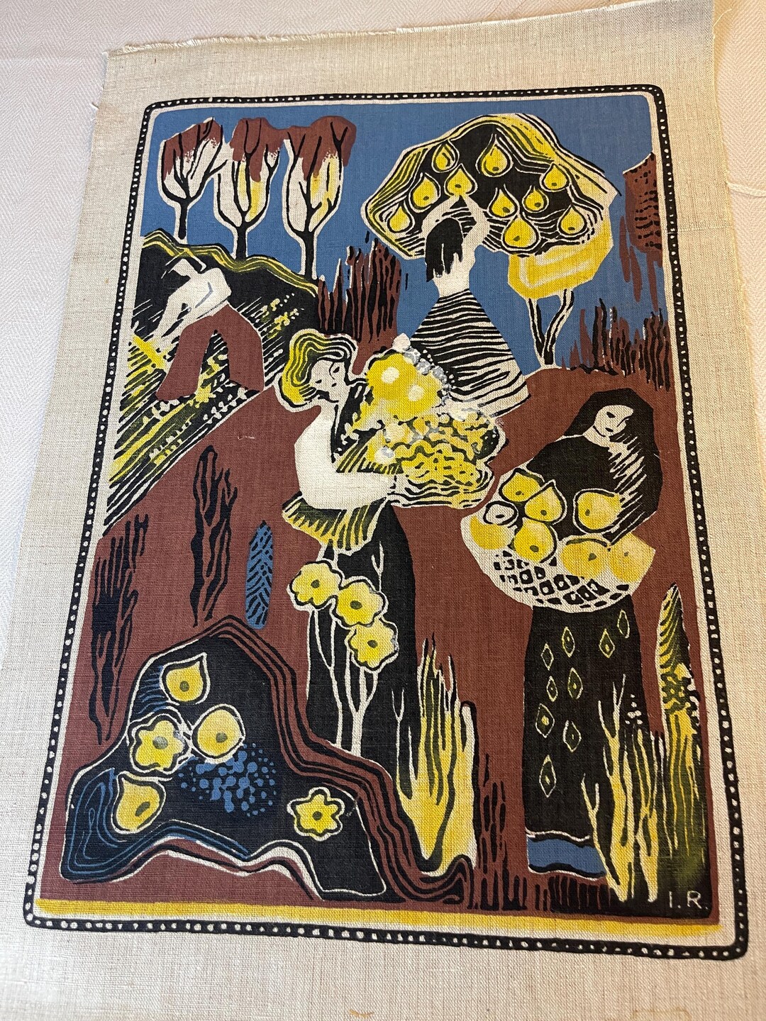 A Fantastic Hand Printed Textile Print Designed by Ilse Roempke, Sweden ...