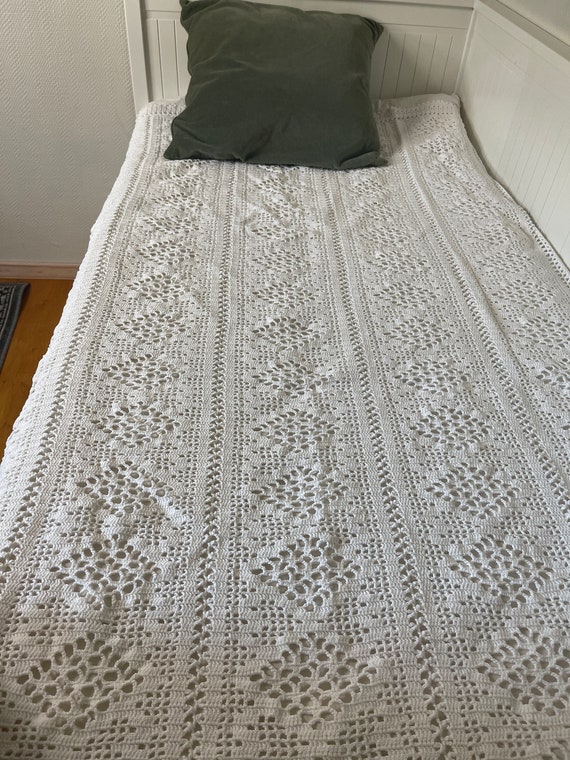 Hand Crochet Bedspread Vintage Cotton Crochet Bedspread - Etsy