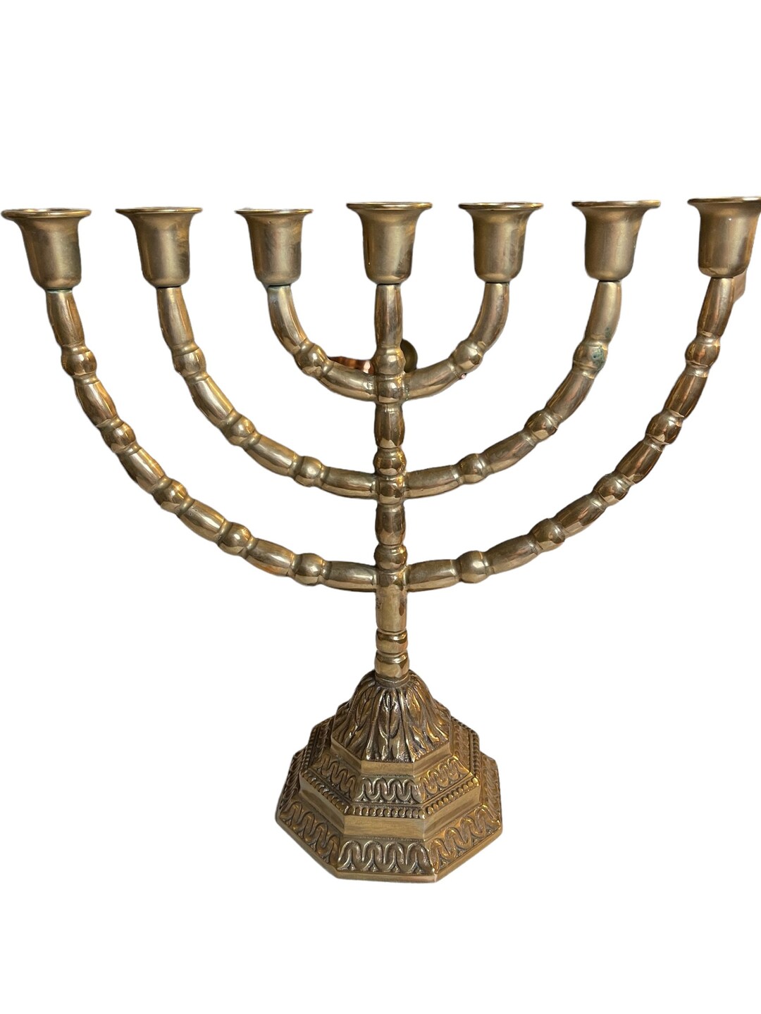 Brass Menorah Jewish Candlestick Seven-branched Candlestick - Etsy