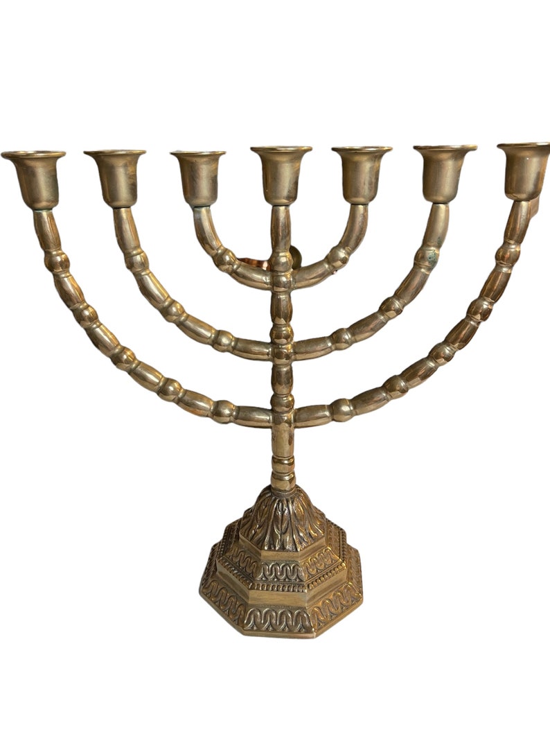Brass Menorah Jewish Candlestick Seven-branched Candlestick - Etsy