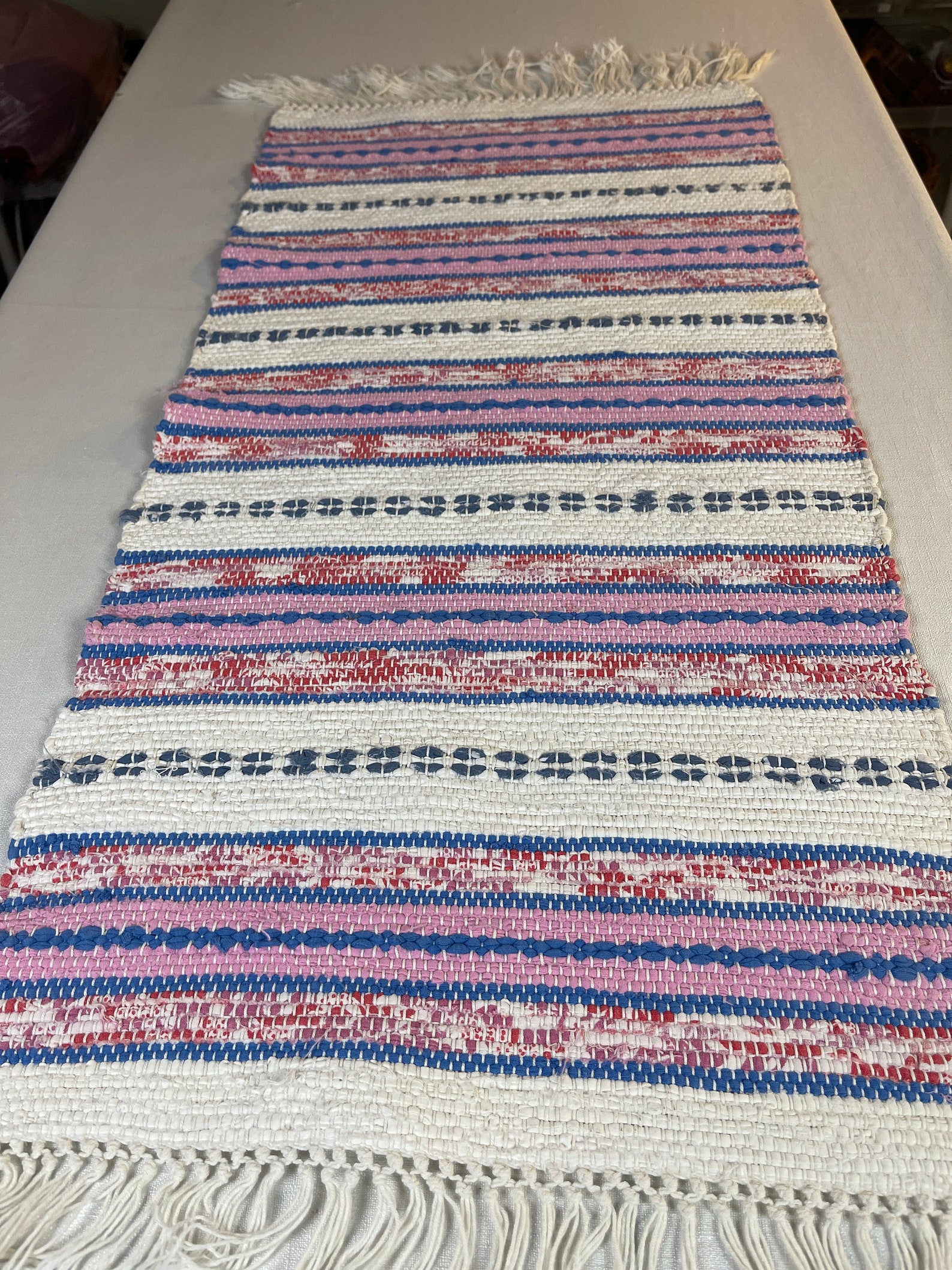 Handwoven Rag Rug Runner Woven Runner Tablerunner. Ragboard Runner With ...