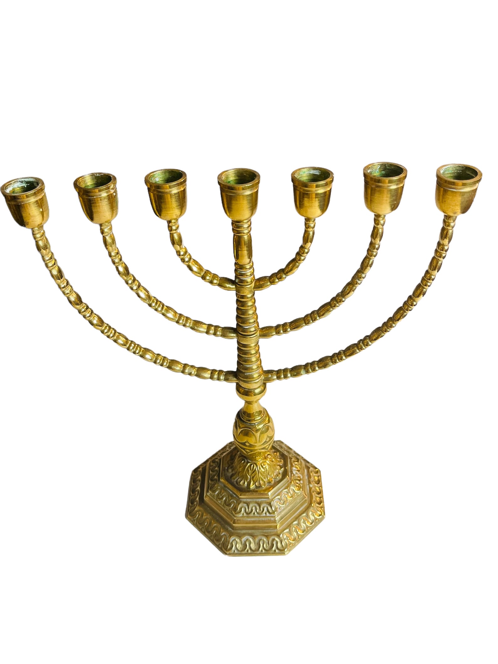 Brass Menorah Jewish Candlestick Seven Branch Candlestick - Etsy