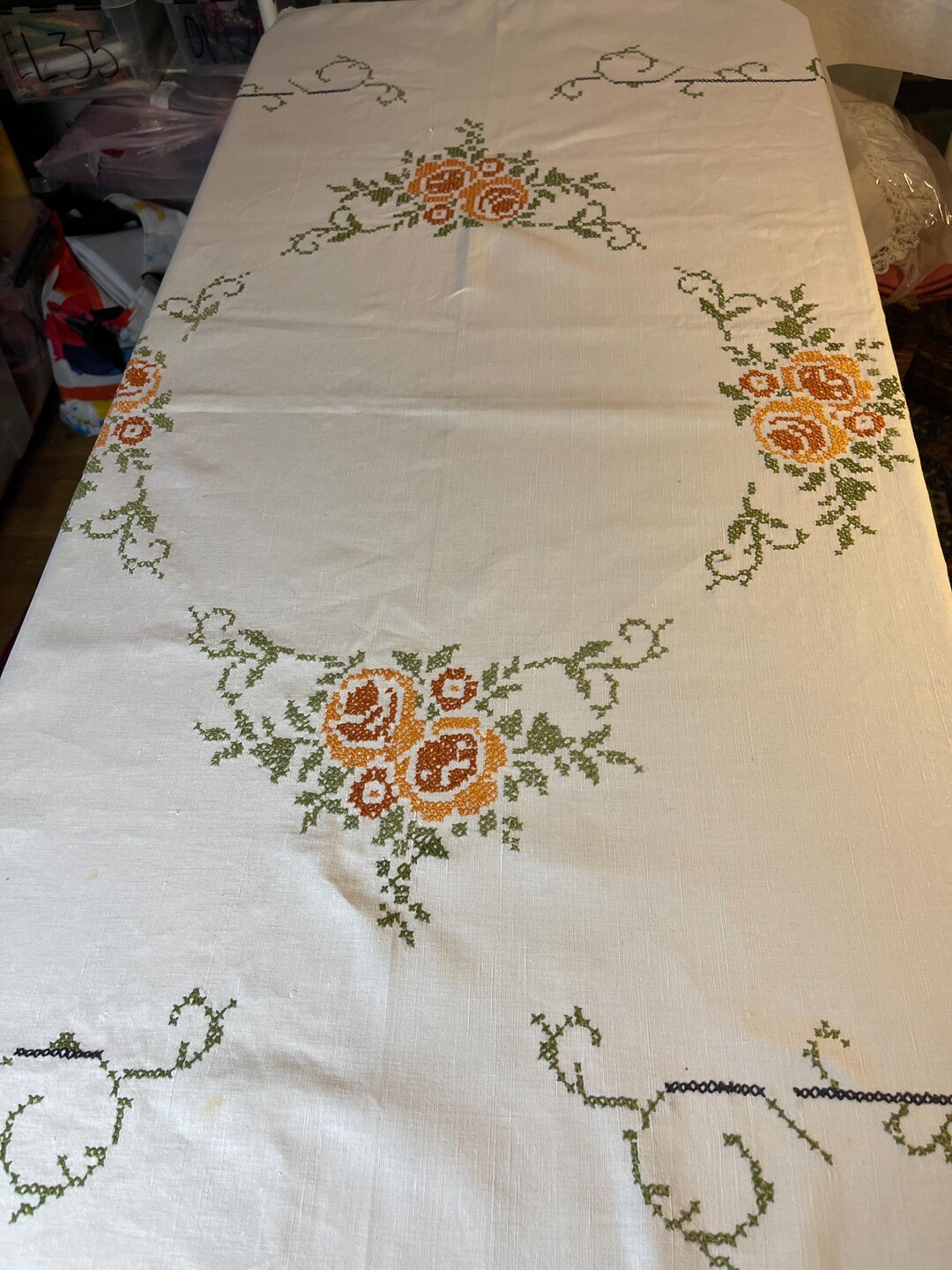 A Very Nice Hand-embroidered Summer Cloth, From Sweden 140*140 Cm - Etsy
