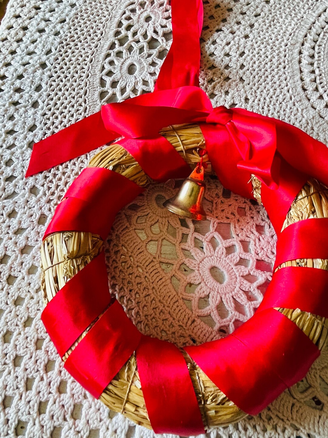 Handmade Straw Ring With Red Ribbons Handmade in Sweden. Nice to Hang ...