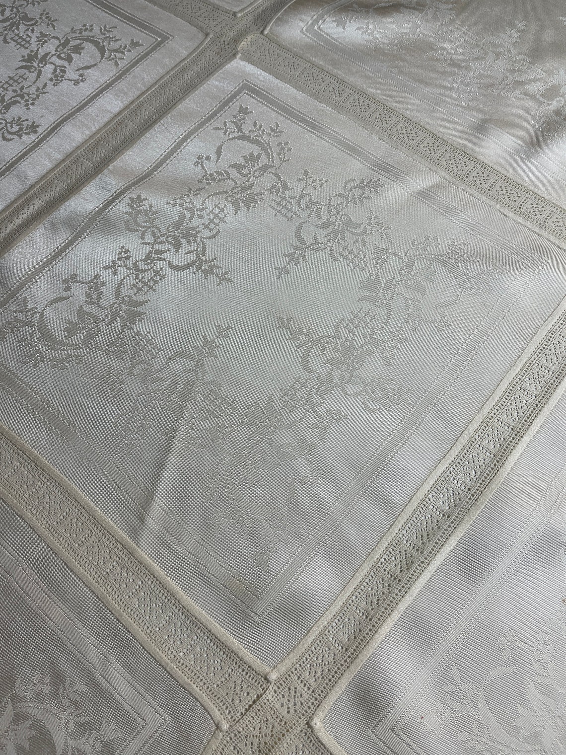 A Very Beautiful Swedish Tablecloth With Hand Crocheted Lace - Etsy