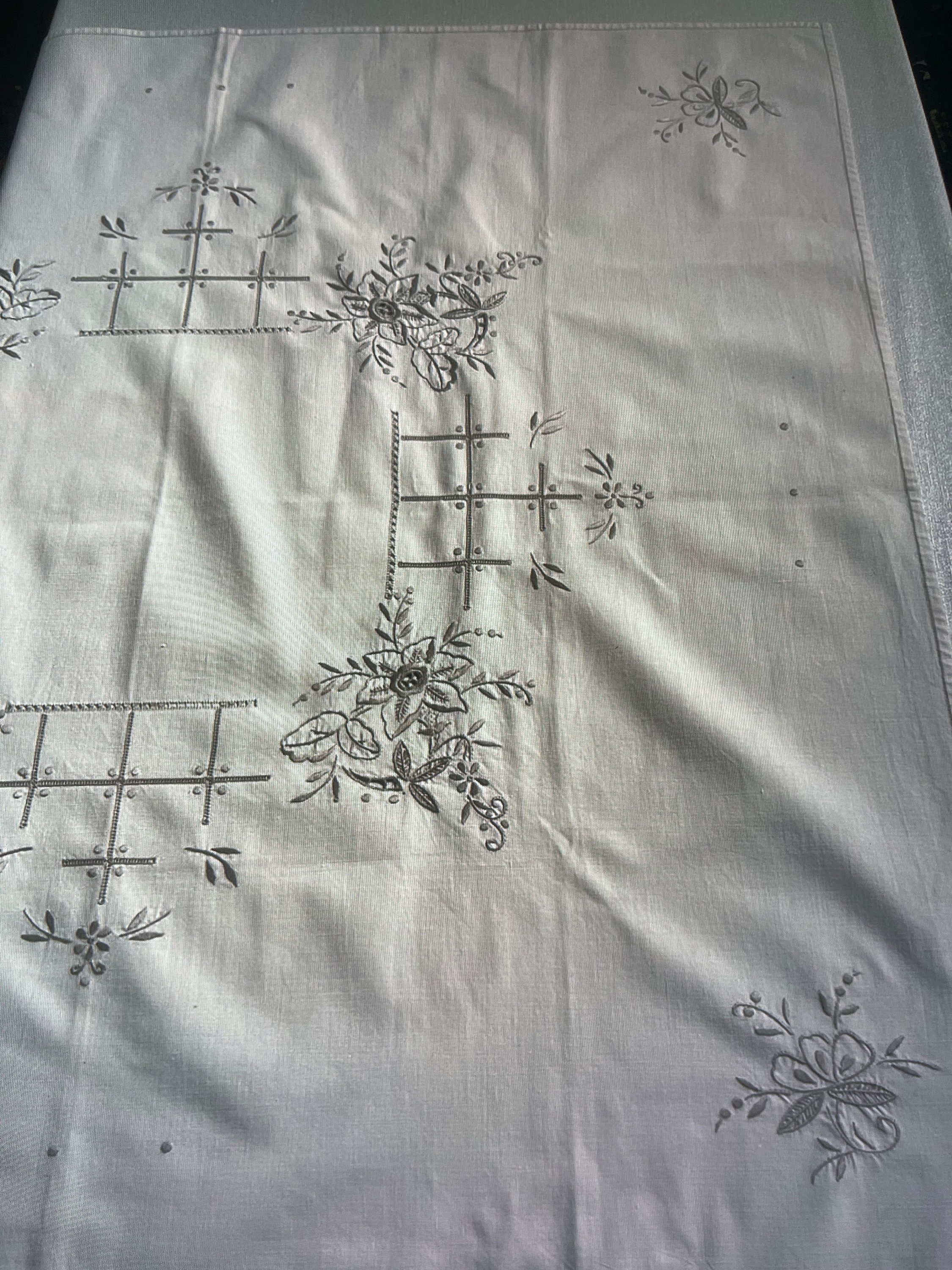 Hand-embroidered Fine Cloth From Sweden White Base and Beige - Etsy