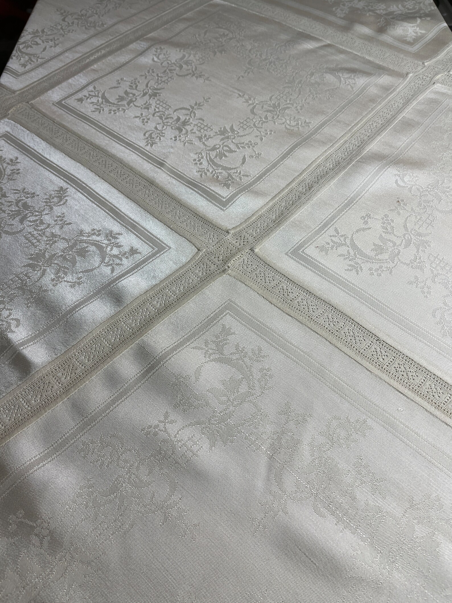 A Very Beautiful Swedish Tablecloth With Hand Crocheted Lace - Etsy