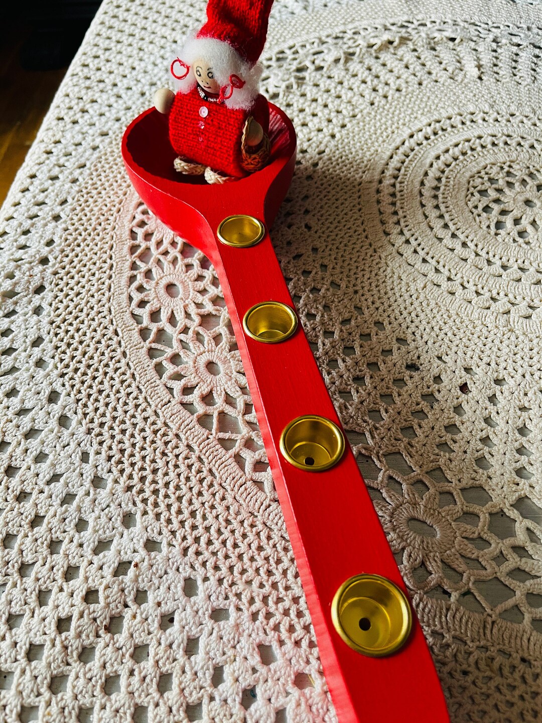 Handmade Swedish Wooden Advent Candle Holder. Hand Painted Red Place ...