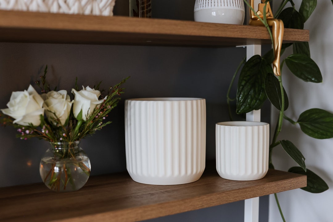 White Indoor Ceramic Plant Pots • Unique Modern Planter for Houseplants ...