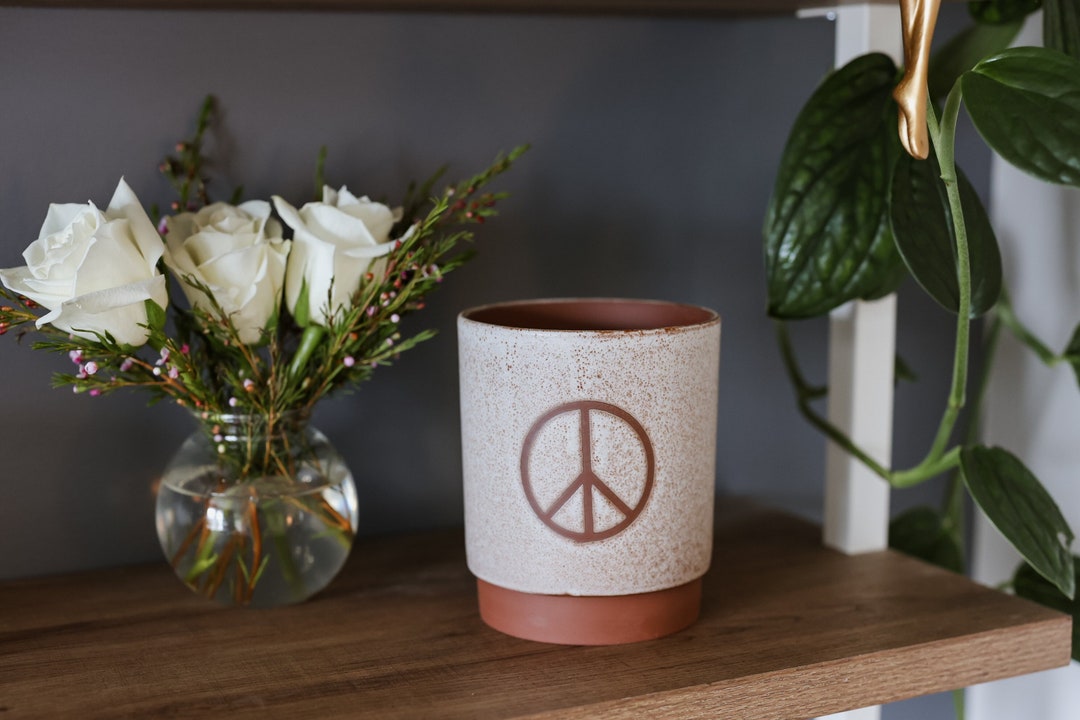 Peace Sign Planter • Unique Groovy Plant Pot Fits 4" Plants • Boho ...