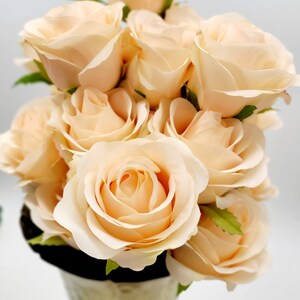 Artificial Peach Rose Bush 18 Heads Artificial Flowers for Wedding Home ...