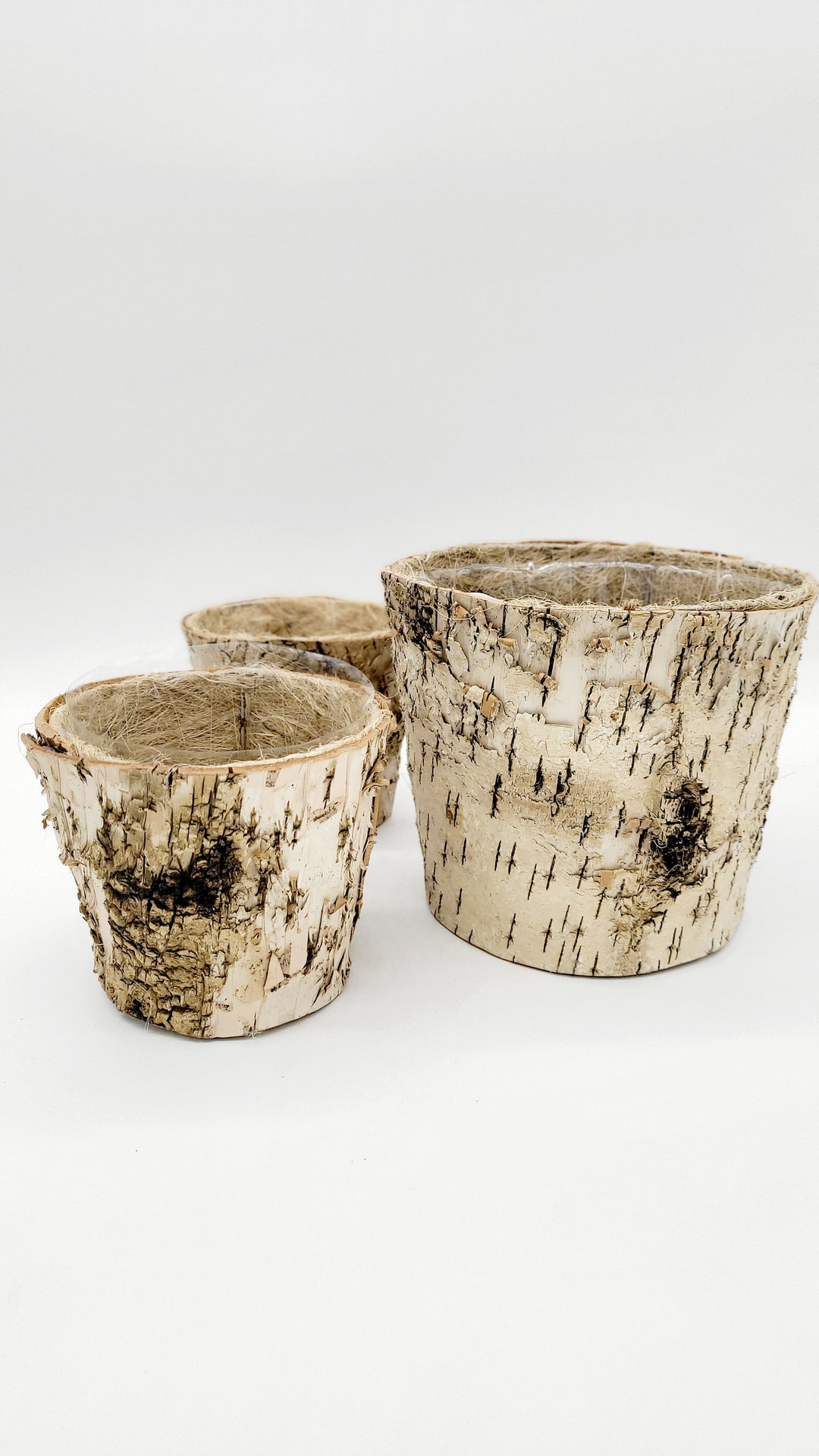 Wooden Birch Tree Plant Pots • Boho Farmhouse Planter Pot • Indoor ...