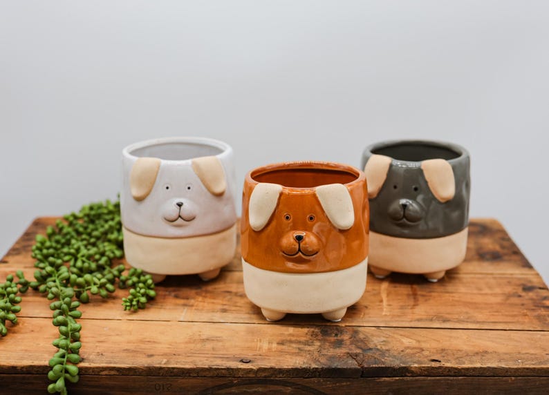 4.5" Dog Planter • Ceramic Succulent Planter • Animal Planter • Small ...