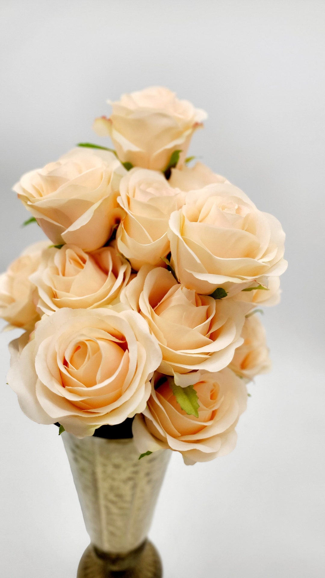 Artificial Peach Rose Bush 18 Heads • Artificial Flowers for Wedding ...