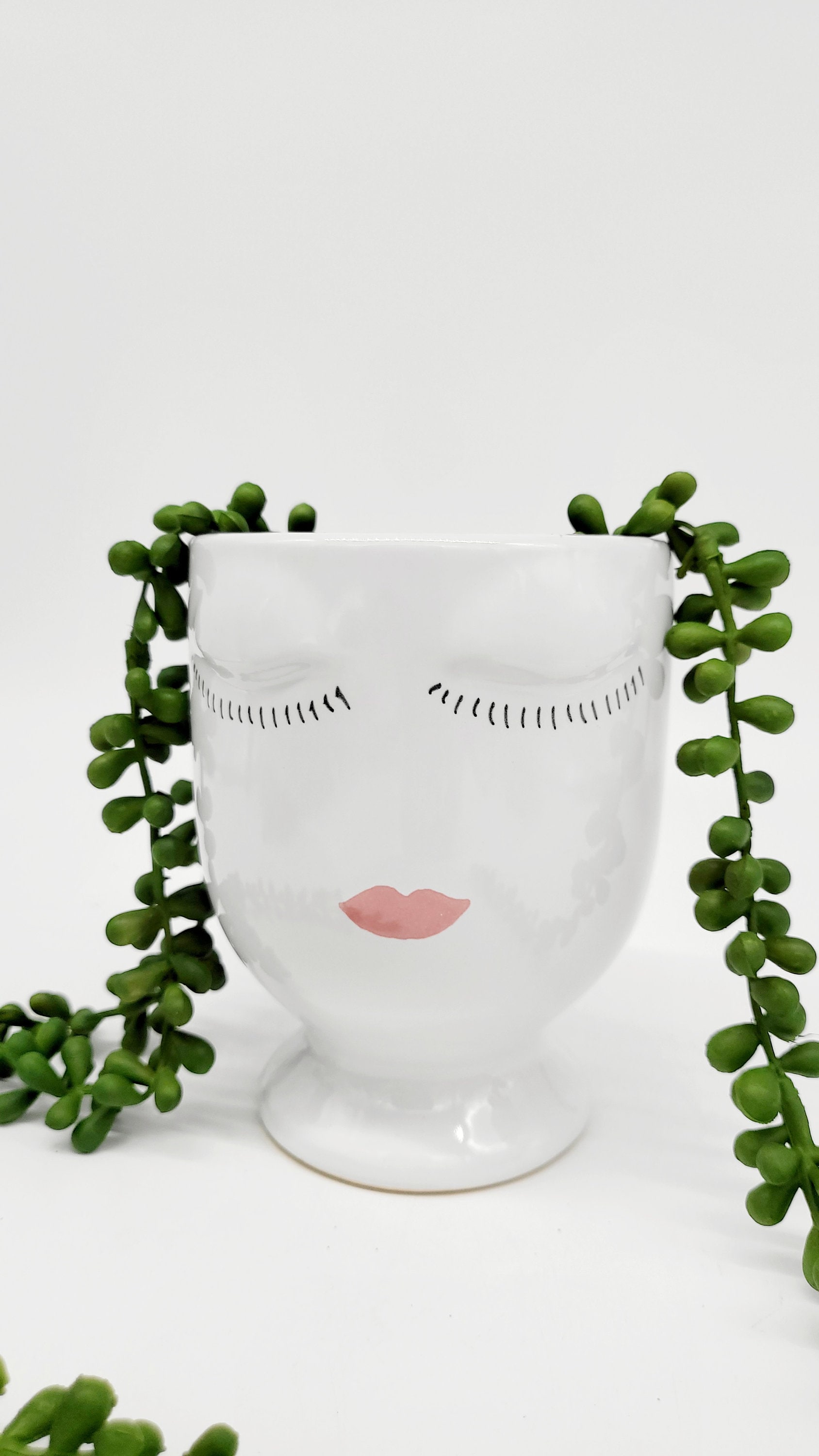 Large Face Planter Pot With Red Lips Ceramic Face Planter - Etsy