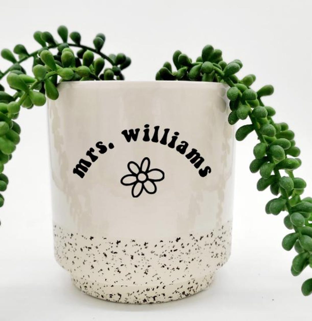 Personalized Ceramic Planter Pot • Custom Teacher Gift - Etsy