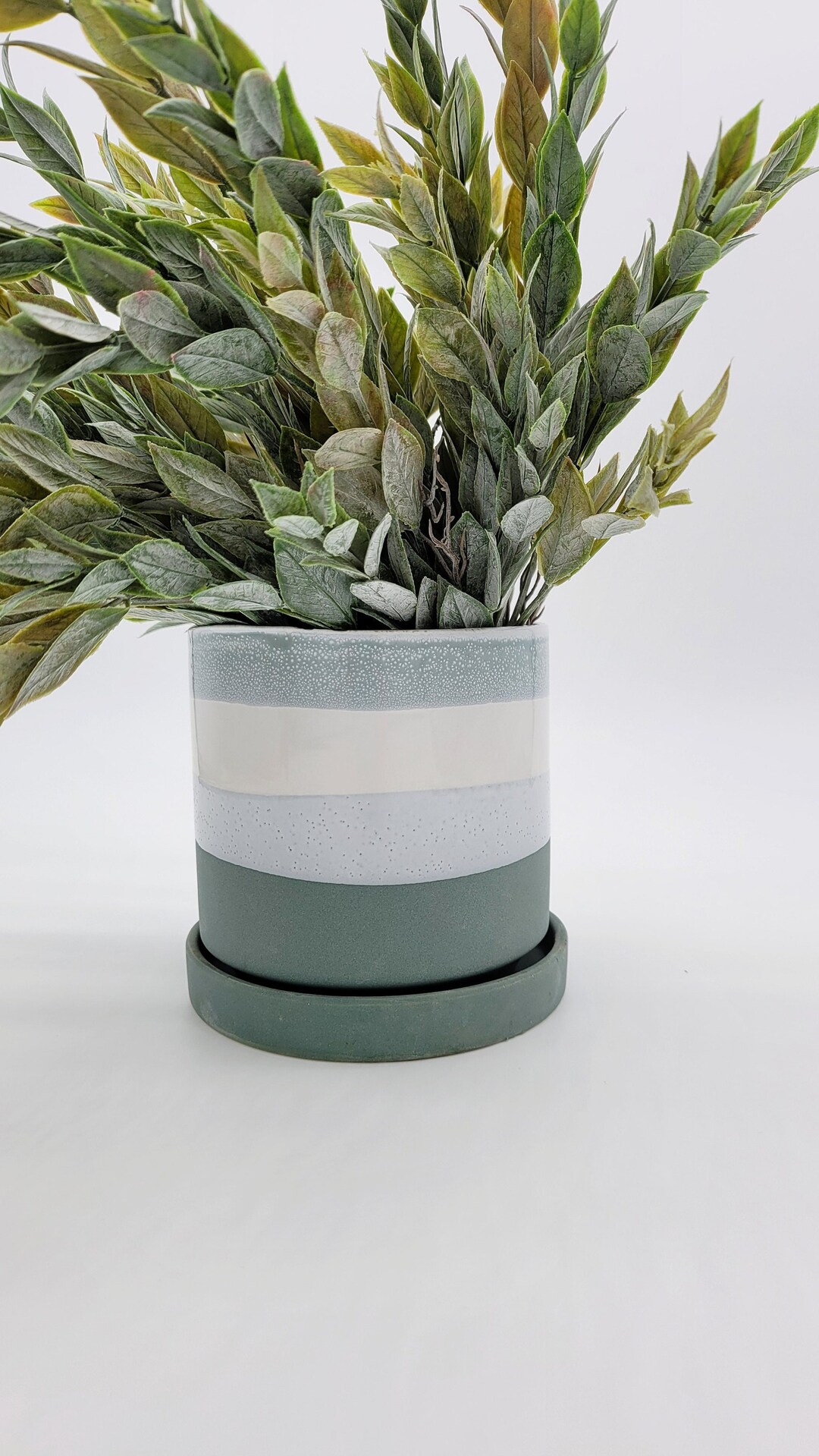 Blue Ceramic Plant Pot With Drainage • Modern Teal Planter, Succulent ...