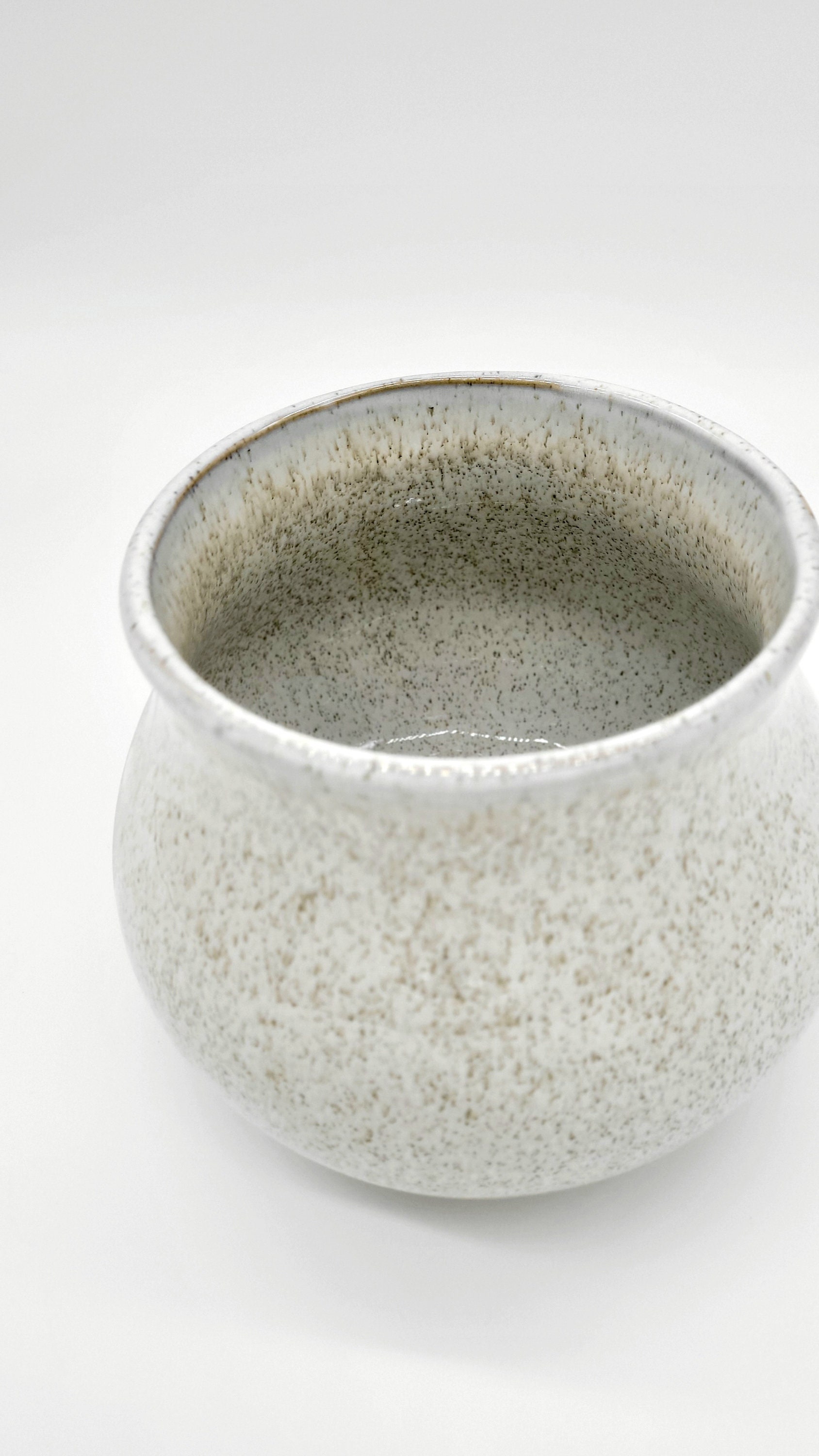 White Ceramic Planter Pot • Footed Speckled Stoneware, Indoor Plant Pot ...