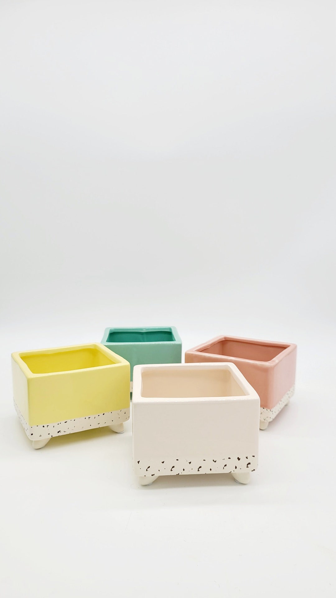 4 Ceramic Planter Pots for Indoor Outdoor Square Planter Box Indoor ...