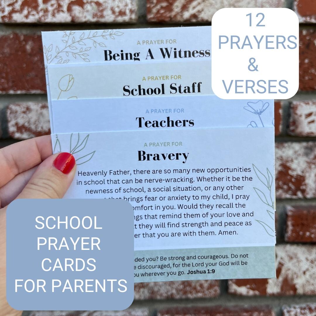 School Prayer Cards Printable for Christian Parents Prayers for Child ...