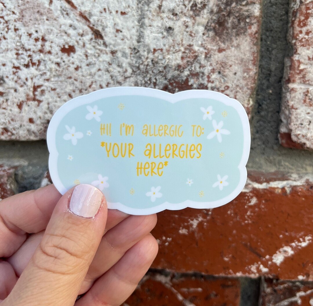 Personalized hi I'm Allergic To... Flower Vinyl Sticker Set of 3 - Etsy