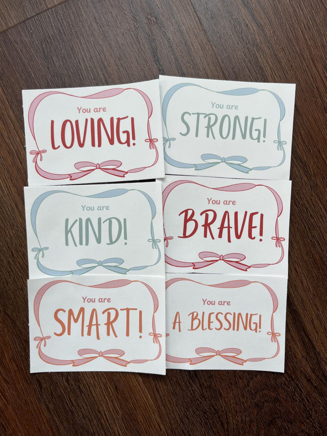 Coquette Bow Affirmation Cards Printable Girl Lunchbox Cards Instant ...