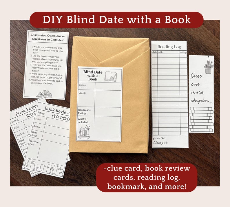 Blind Date With a Book Printable Kit, DIY Book Gifts for Readers (PDF ...