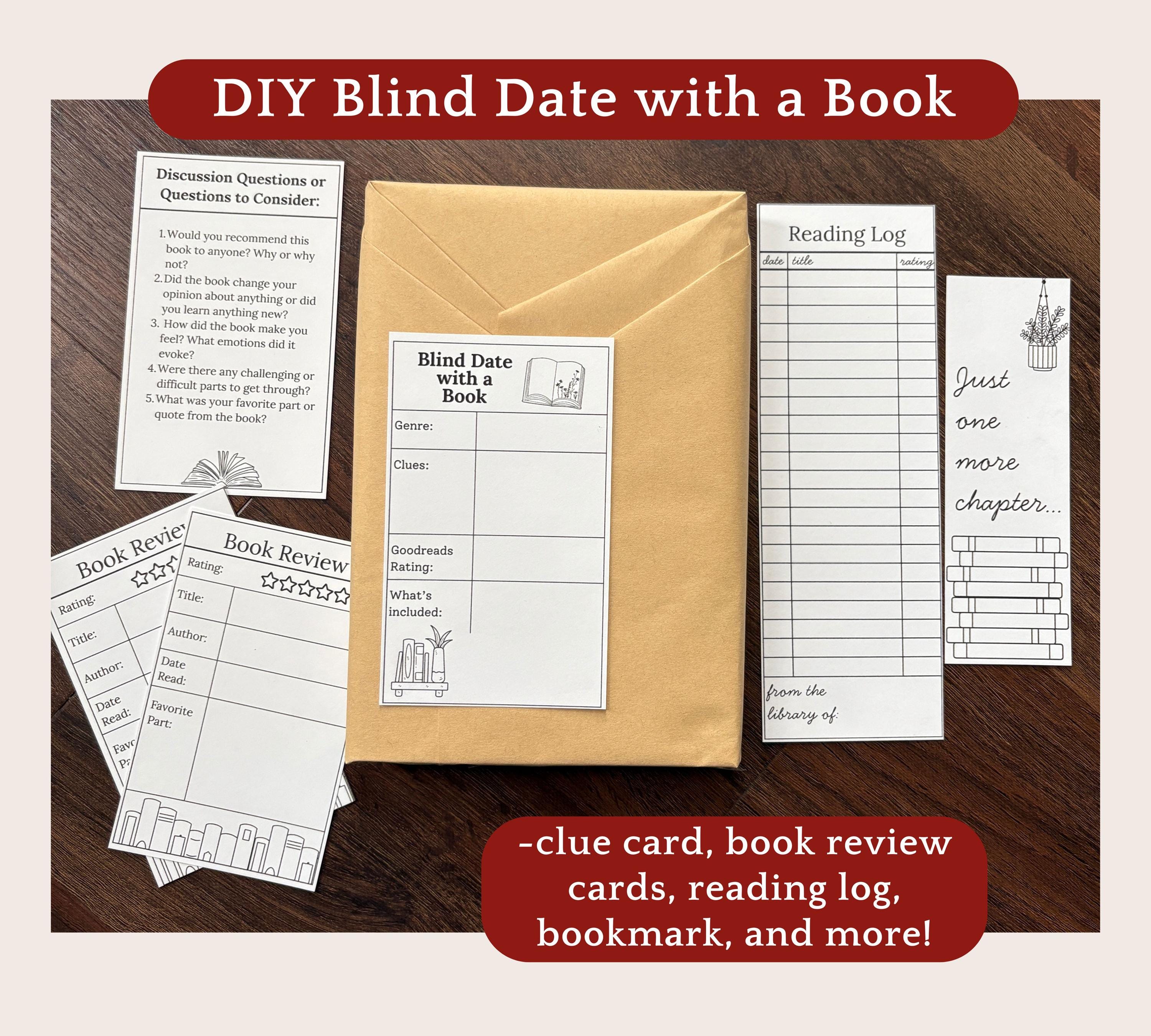 Blind Date With a Book Printable Kit DIY Book Gift PDF Download ...