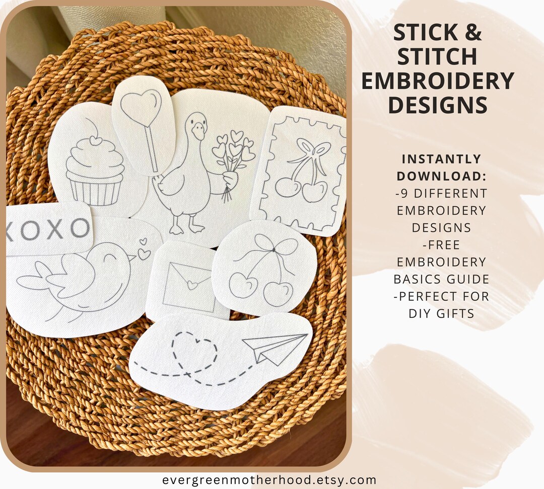 Beginner Stick and Stitch Embroidery Patterns: Goose, Cherry, Bird ...