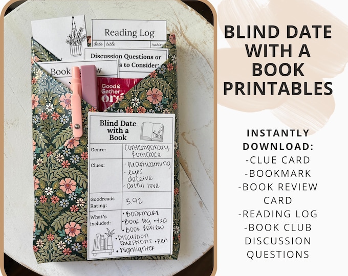 Blind Date With a Book Printable Set | Vintage Library Aesthetic Book ...