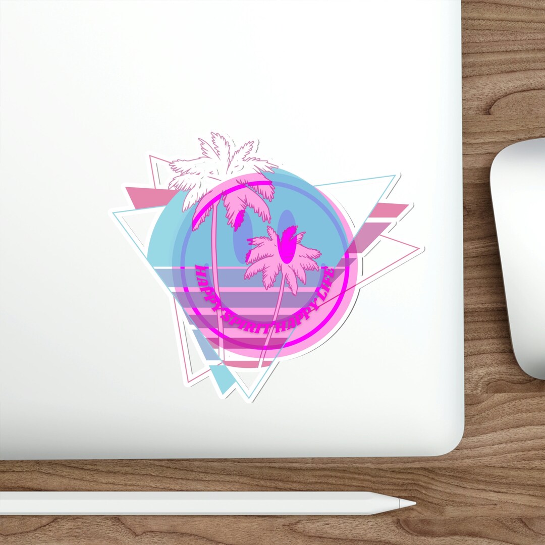 Retro Smile Sticker, Happy Spirit Happy Life Sticker, Happy Mind ...