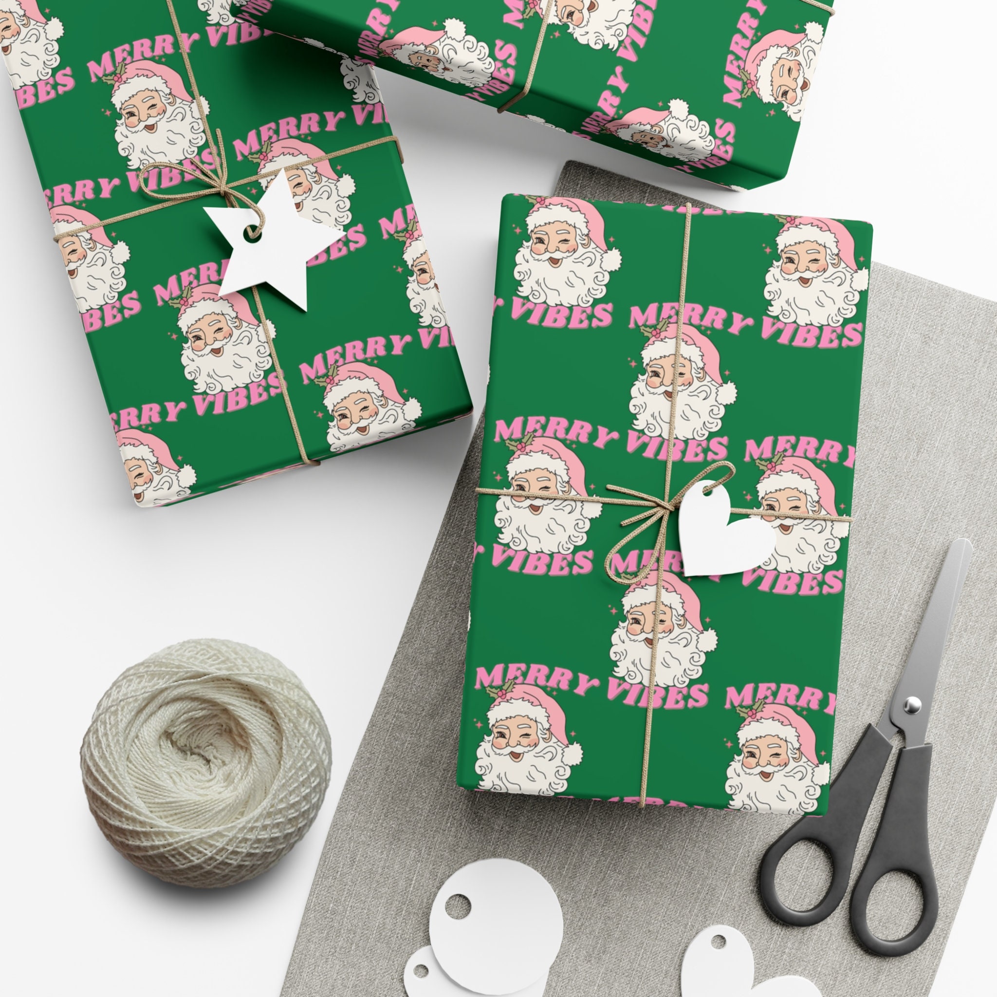 Pink Santa Gift Wrap Paper Pastel Christmas Gift Wrap Paper - Etsy