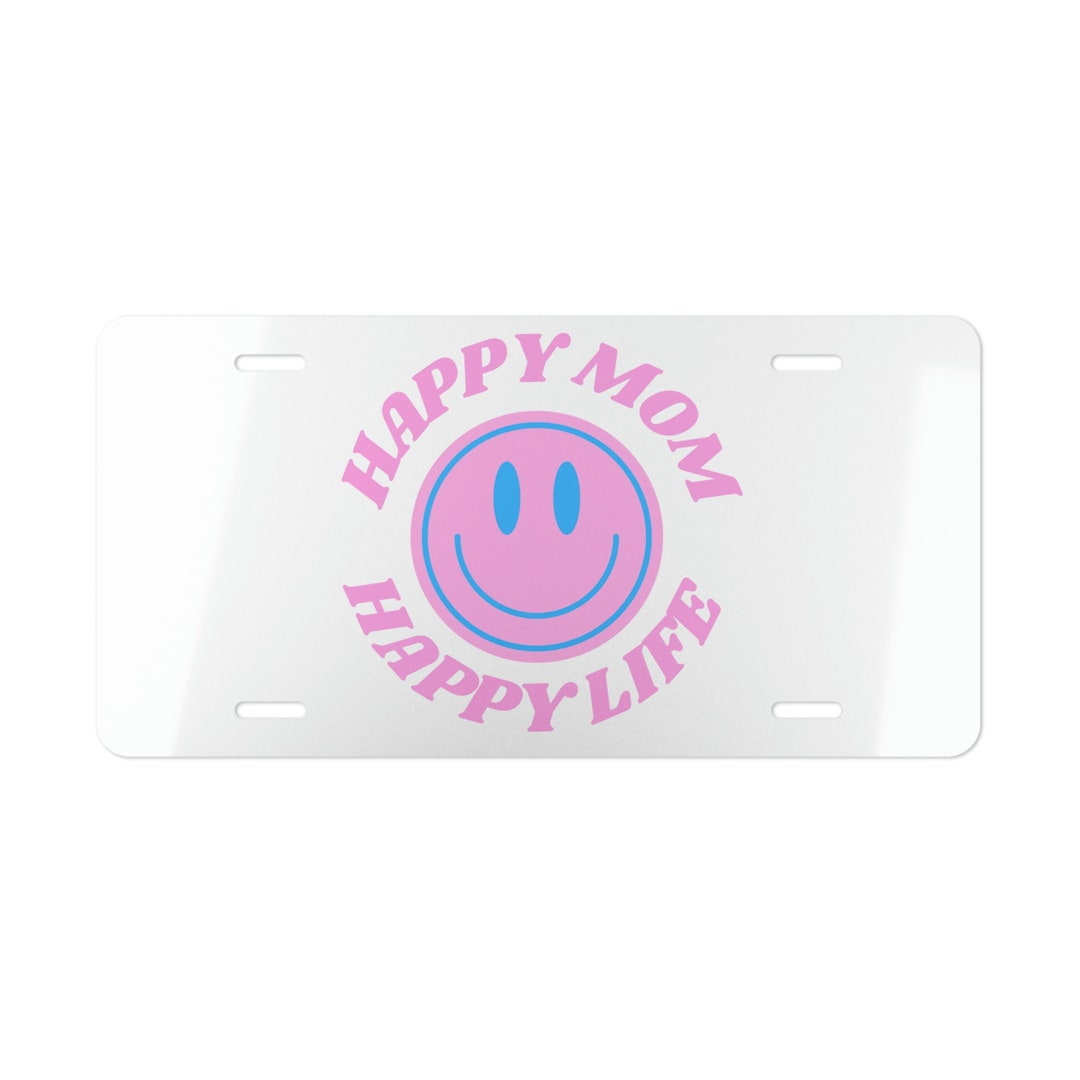 Mom Smile Vanity Plate, Aesthetic Retro Smile License Plate, Pink Smile ...