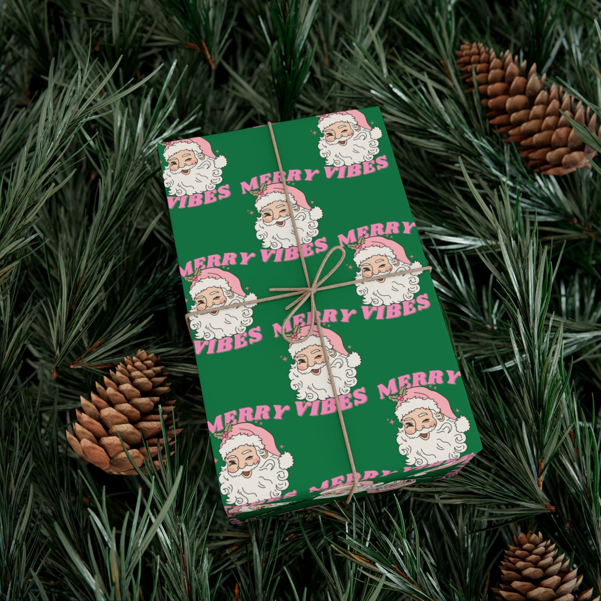 Pink Santa Gift Wrap Paper Pastel Christmas Gift Wrap Paper - Etsy