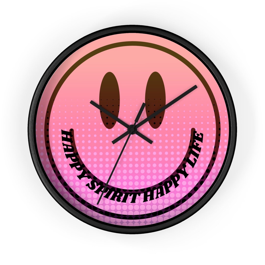 Smile Face Clock Smile Aesthetic Wall Clock Pink Room Clock - Etsy